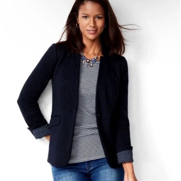 Talbots | Jackets & Coats | Talbots Aberdeen Knit Pique Black Blazer ...